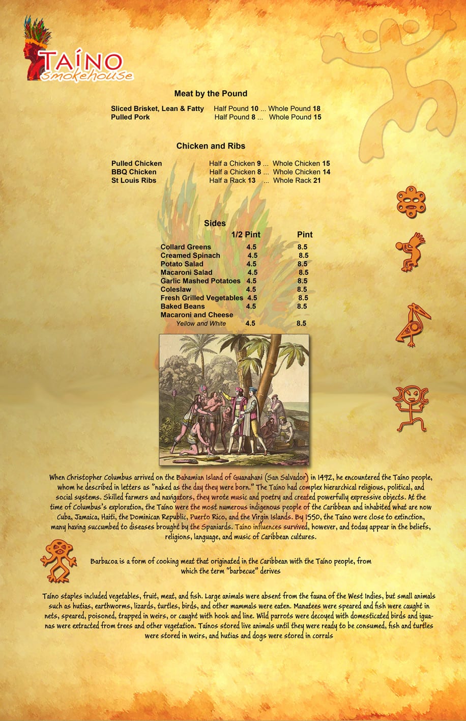 Menu at Taino Smokehouse BBQ, Middletown