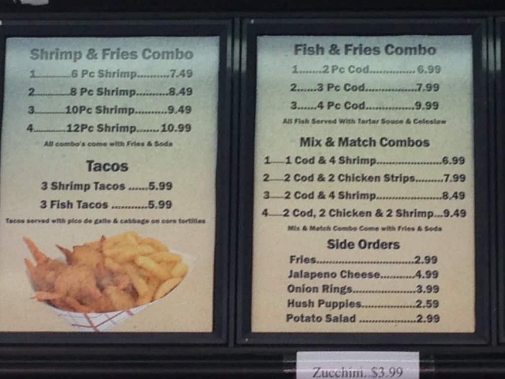 Menu at Crispy's Fish-N-Chips restaurant, Tucson, 736 E Fort Lowell Rd