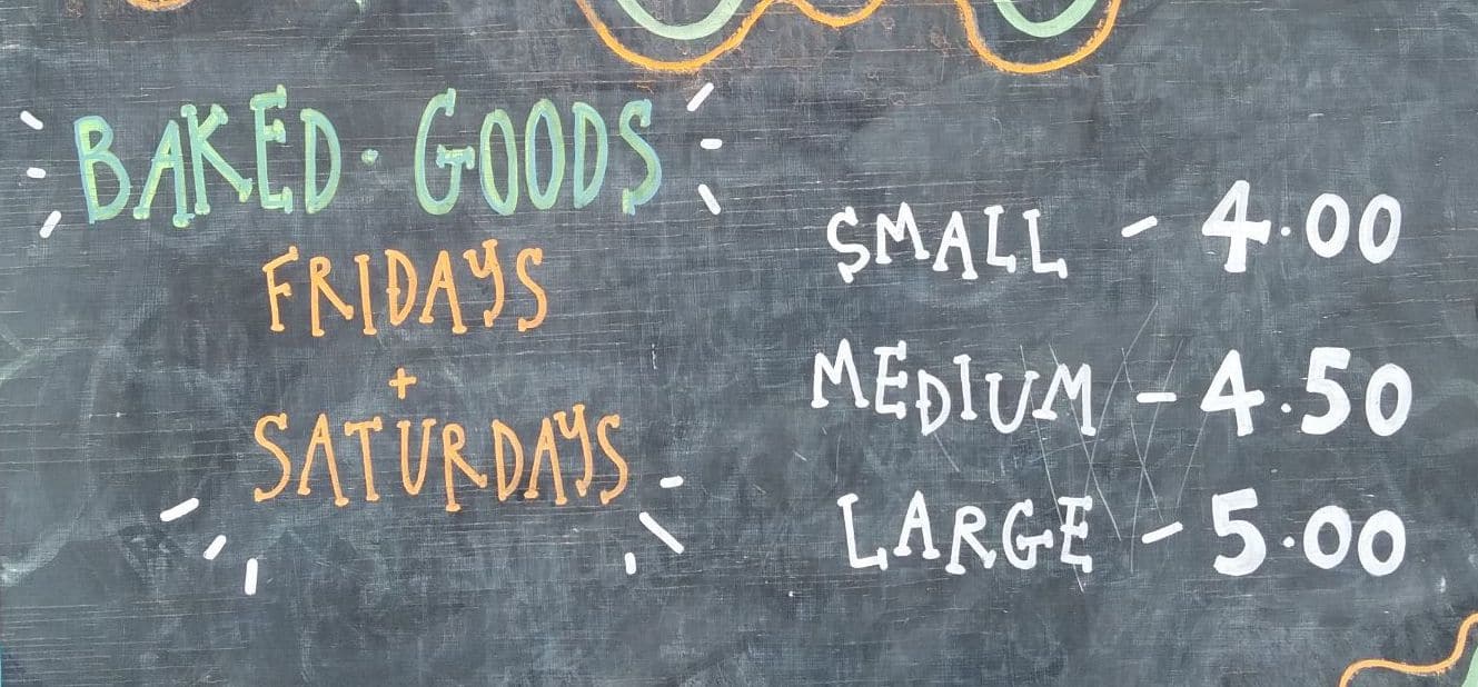 Menu at Waterview Coffee Shop, Auckland