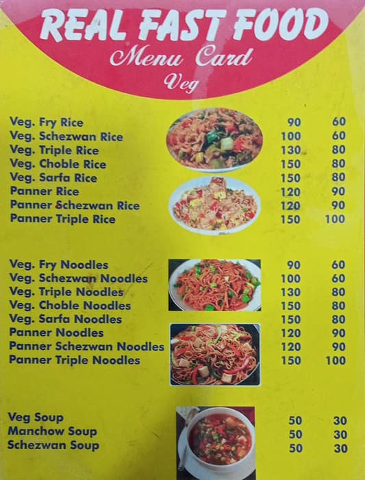 Menu of Real Fast Food, Powai, Mumbai