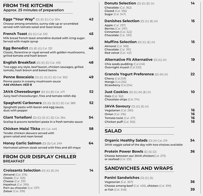 Menu of Cafe Java - Novotel Al Barsha, Al Barsha, Dubai