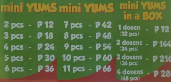 Menu at Yumpanada, Mandaluyong, MRT 3 Boni Menu at Yumpanada, Mandaluyong, MRT 3 Boni