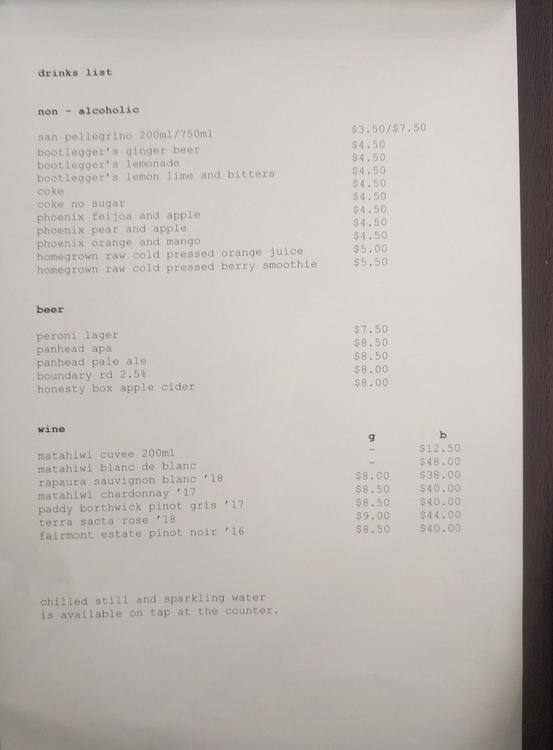 Menu at Revive Espresso cafe, Lower Hutt