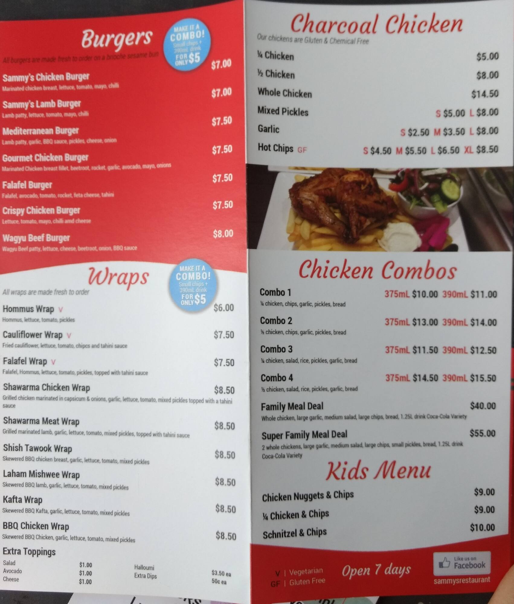 Menu at Sammy's Restaurant Gymea, Gymea