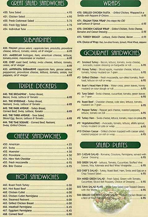 Menu at Times Gourmet Deli fast food, West New York