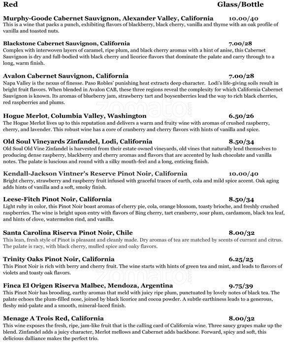Menu at Deli & Grill at Presidio Bowling Center fast food, San Francisco