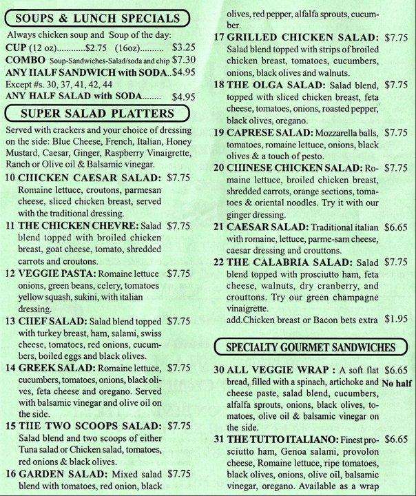 Menu at Emilys Cafe and Deli, Coral Gables