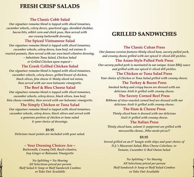 Menu at The Corner Cafe, Sanford