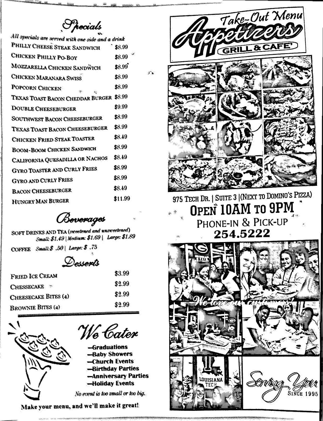 Menu at Appetizers Grill & Cafe, Ruston