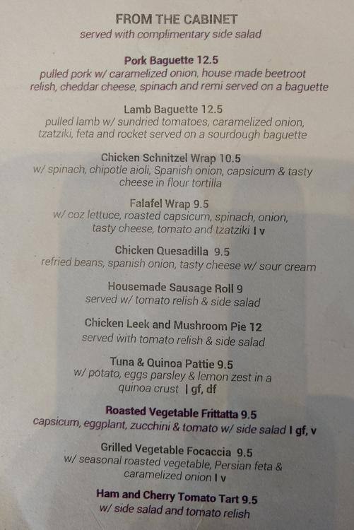Menu at Otto Epicurean cafe, Sandringham