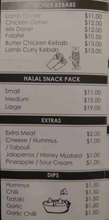 Menu at A1 Kebabs & Cafe, Frankston