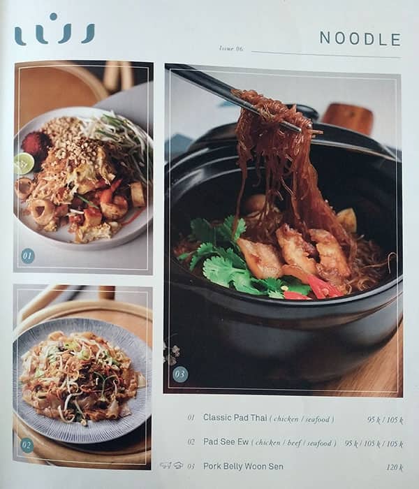 Menu at Chin Chin restaurant, West Jakarta