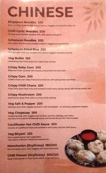 Menu at Bistro 57, Gwalior