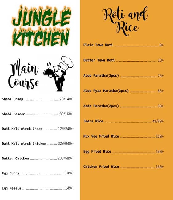 Menu of Jungle Kitchen, NIT, Faridabad