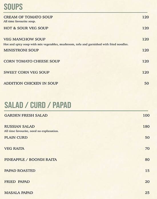 Menu at Curries Gandhinagar, Gandhinagar
