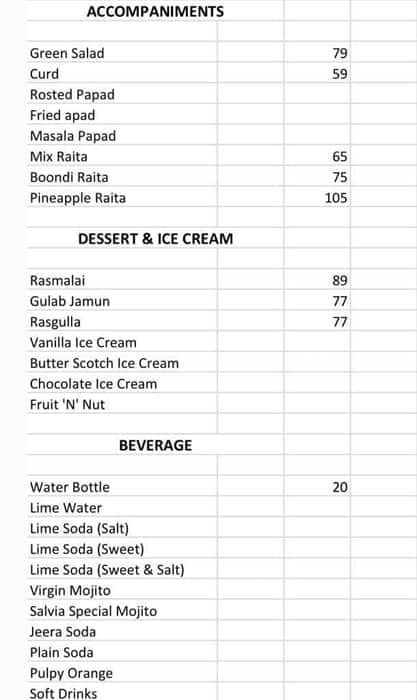 Menu at Salvia A Fine Dine Restaurant [ Pure Veg ], Hyderabad