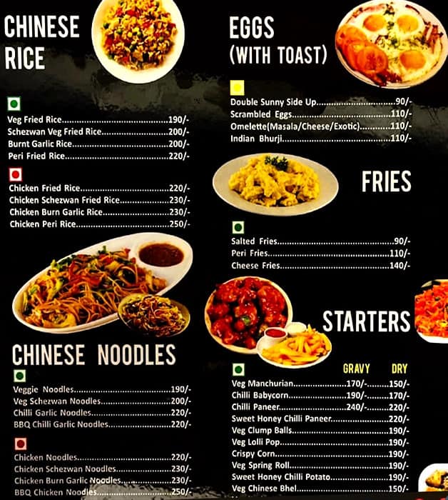 Menu of Fillers, Kharghar, Navi Mumbai