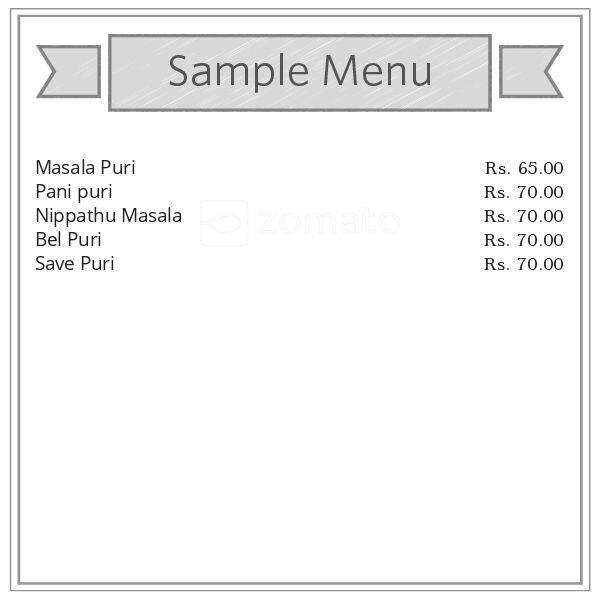 Menu of Bangarapete Pani Puri, KR Puram, Bangalore