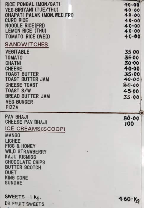 Menu at Ramnath Snacks, Mumbai, Colaba Police Quarters