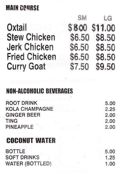 Menu at Just Love Restaurant, Toronto