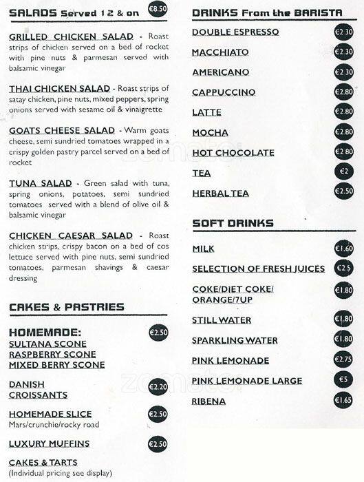 Menu at Coffee Scene cafe, Malahide