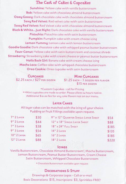Menu at Sugar Sweet Sunshine Bakery, New York City, 126 Rivington St