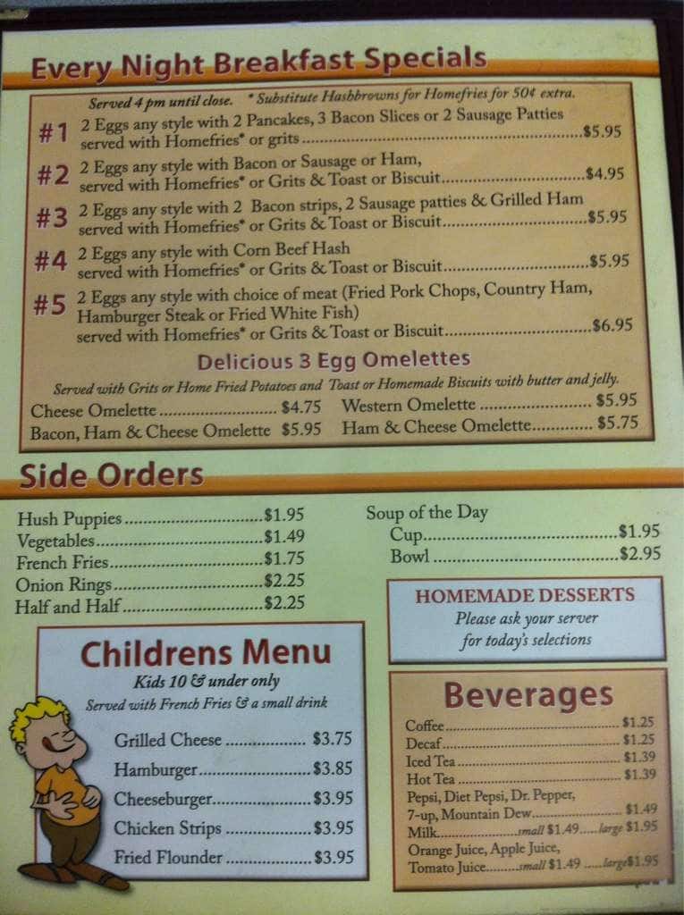 Menu at Duncan Family Restaurant, Duncan