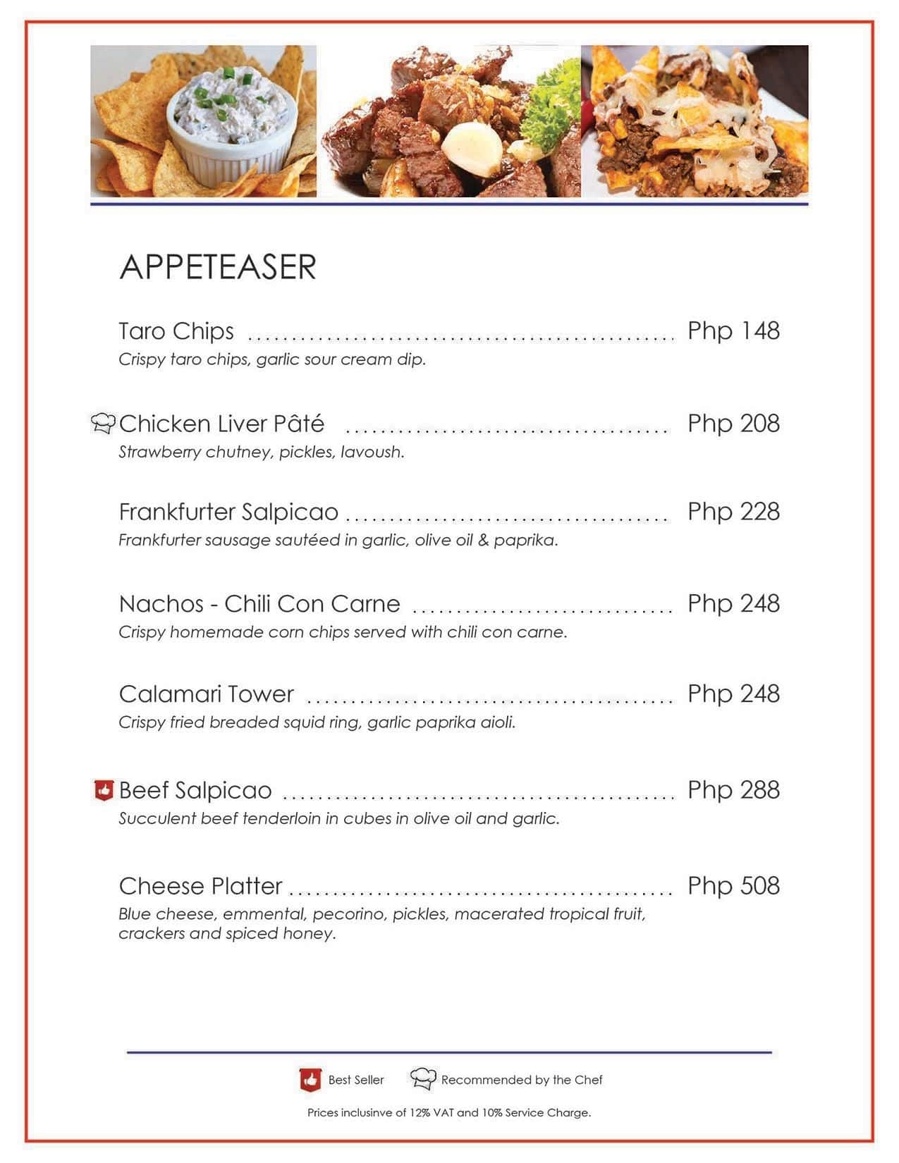 Menu at Highlights pub & bar, Cebu City