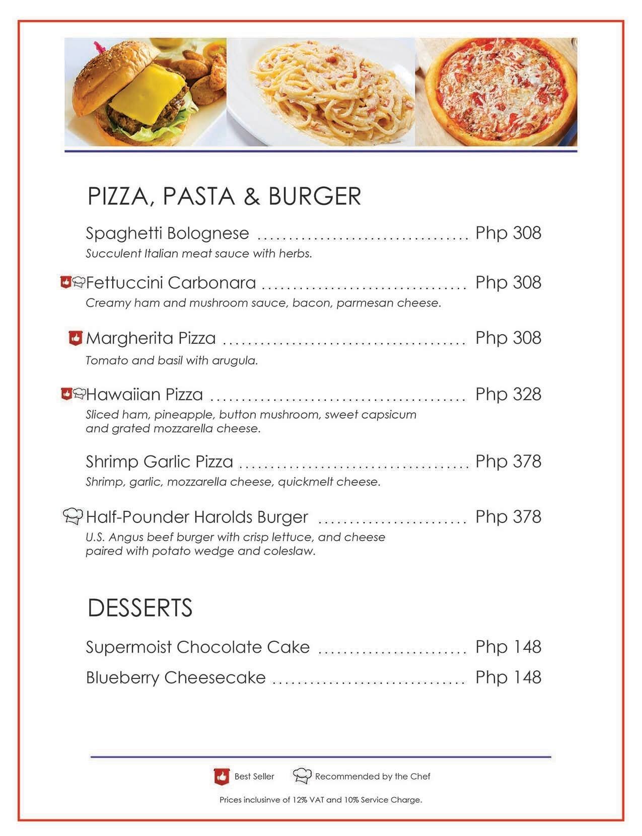 Menu at Highlights pub & bar, Cebu City