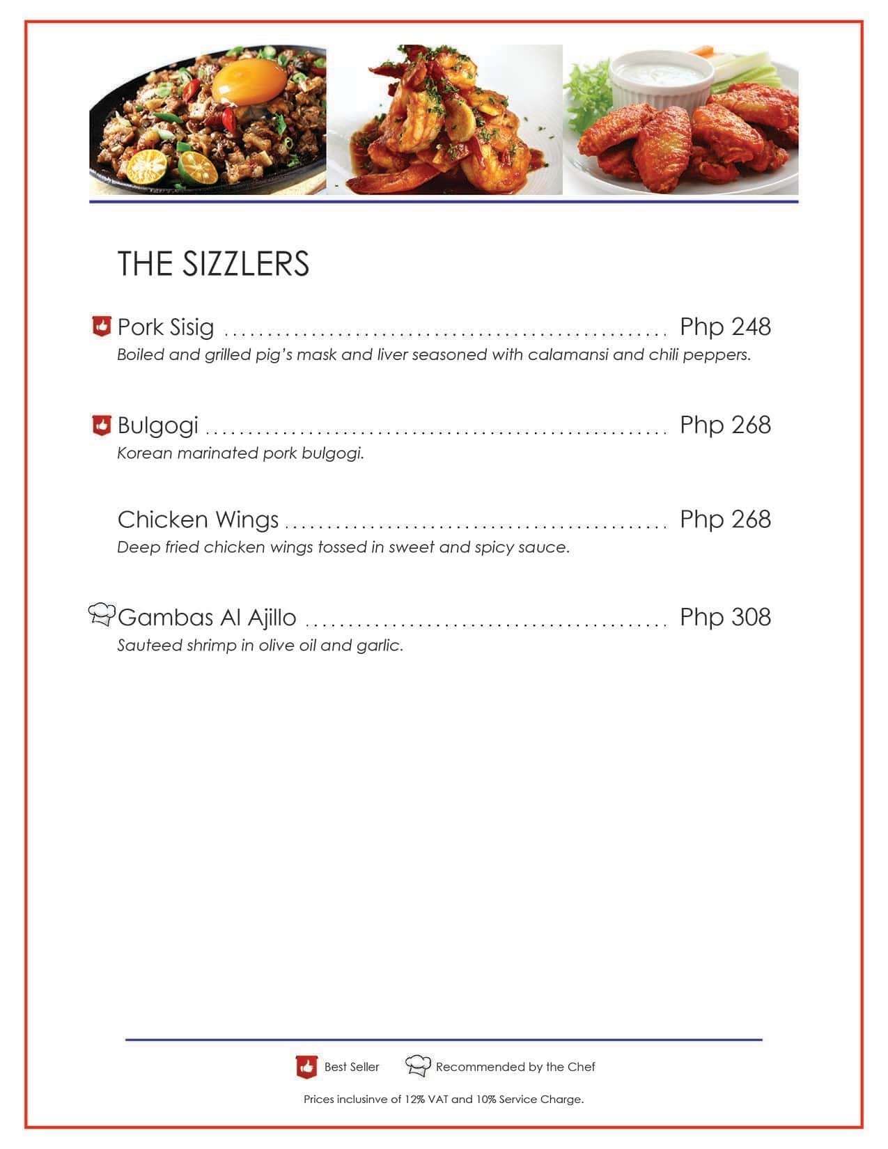 Menu at Highlights pub & bar, Cebu City