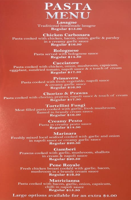 Menu at Italia on Marina pub & bar, Sandstone Point