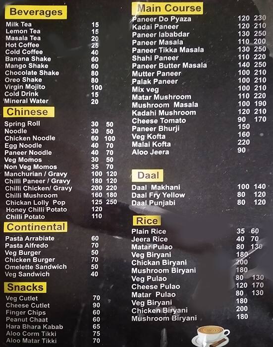 Menu at Retreat Restaurant, Dehradun