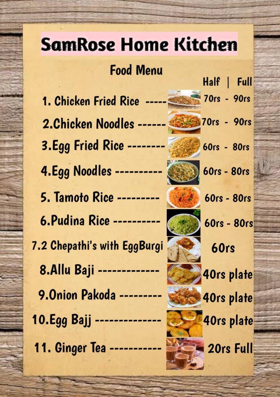 Menu of Roja Kitchen, Langer Houz, Hyderabad