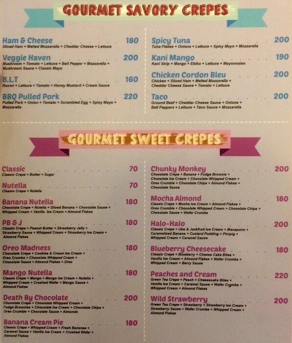 Crepes & Cream Menu, Menu for Crepes & Cream, Ermita, Manila - Zomato ...