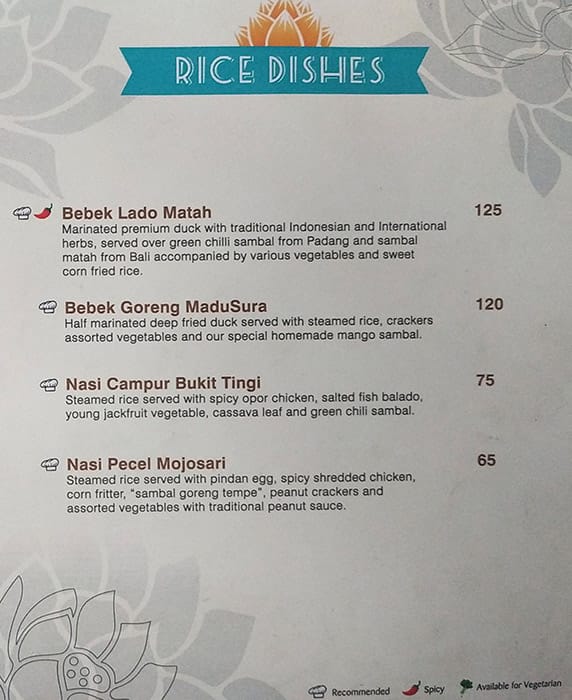 Menu at Nona Manis Lippo Mall Kemang restaurant, South Jakarta