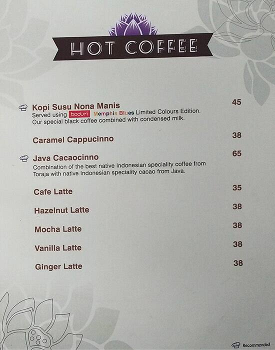 Menu at Nona Manis Lippo Mall Kemang restaurant, South Jakarta