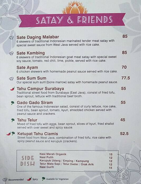 Menu at Nona Manis Lippo Mall Kemang restaurant, South Jakarta