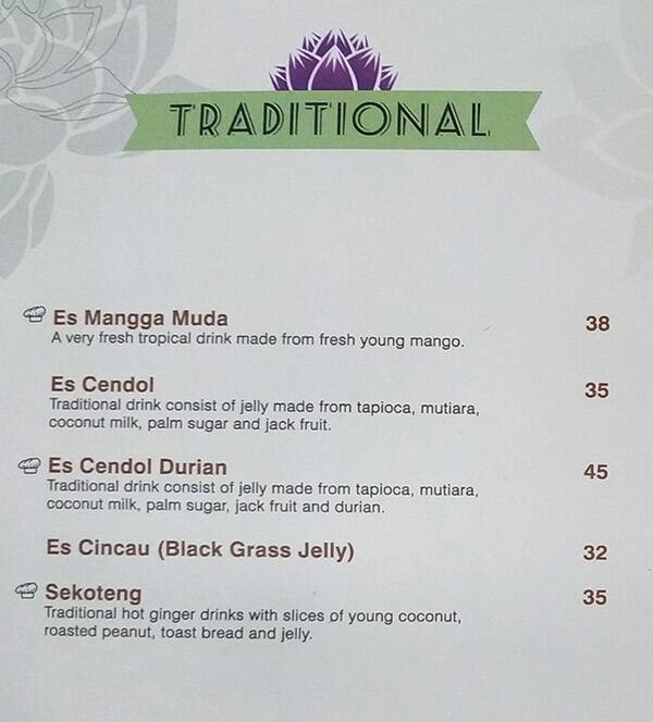 Menu at Nona Manis Lippo Mall Kemang restaurant, South Jakarta
