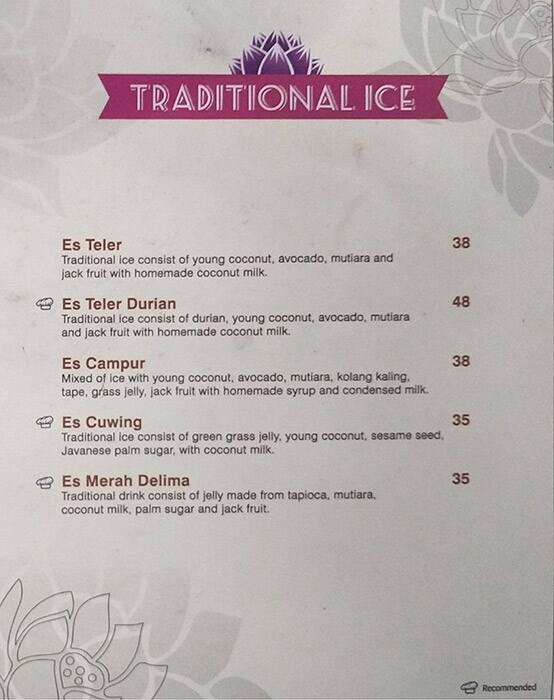 Menu at Nona Manis Lippo Mall Kemang restaurant, South Jakarta