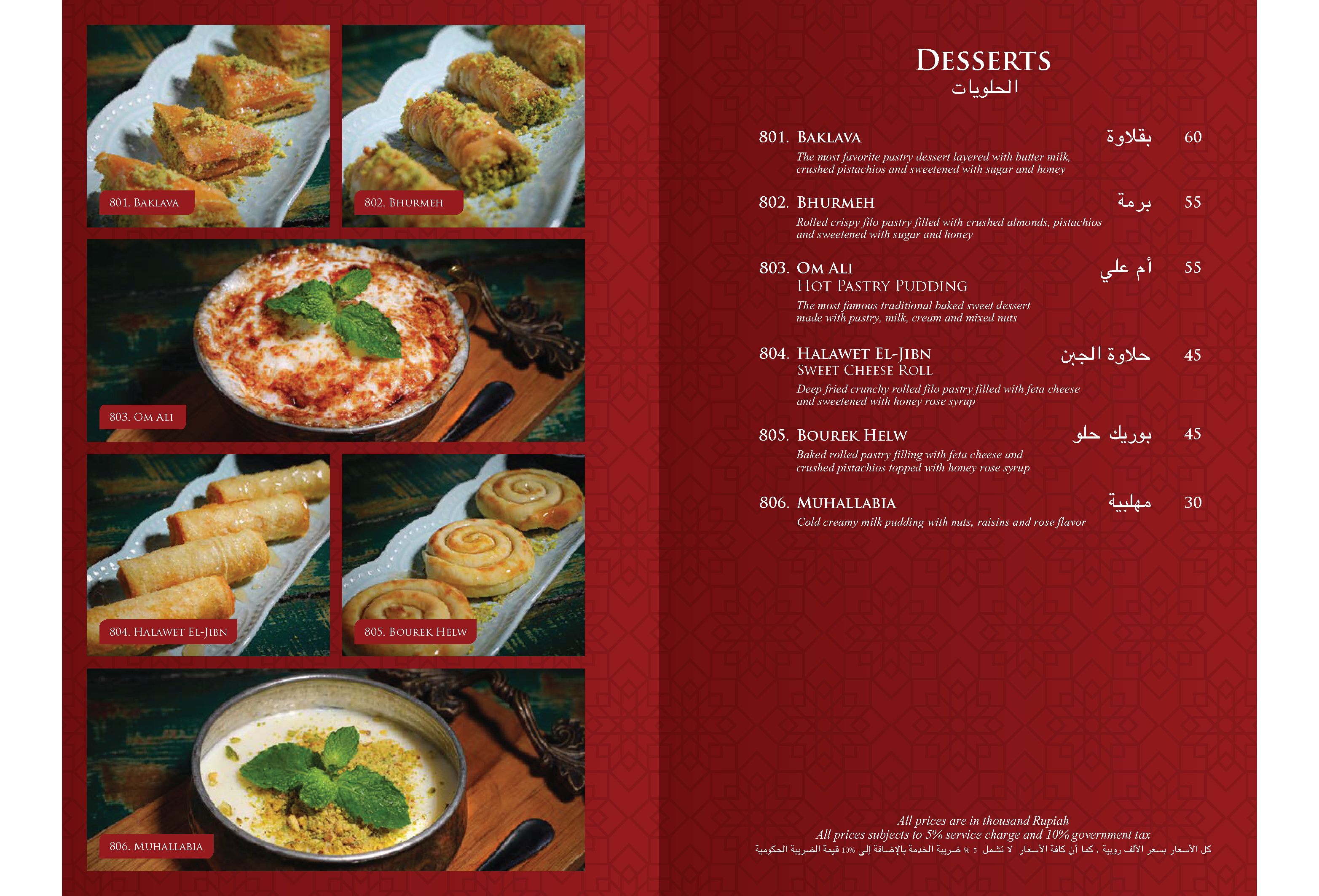 Menu at Shisha Cafe, Jakarta, Town Square