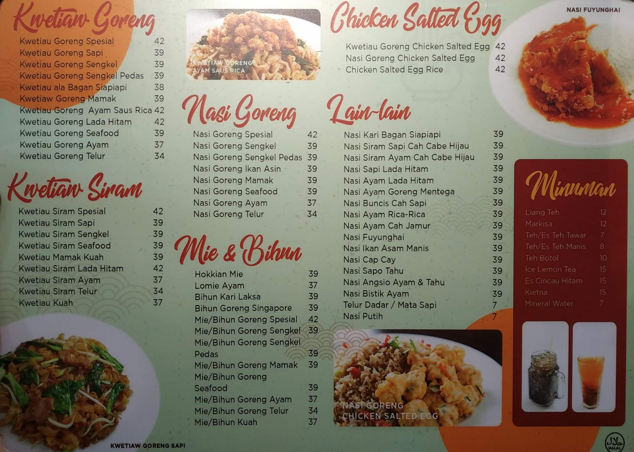 Menu at Bagan Kwetiau Sapi restaurant, Tangerang, Supermall Karawaci LT ...