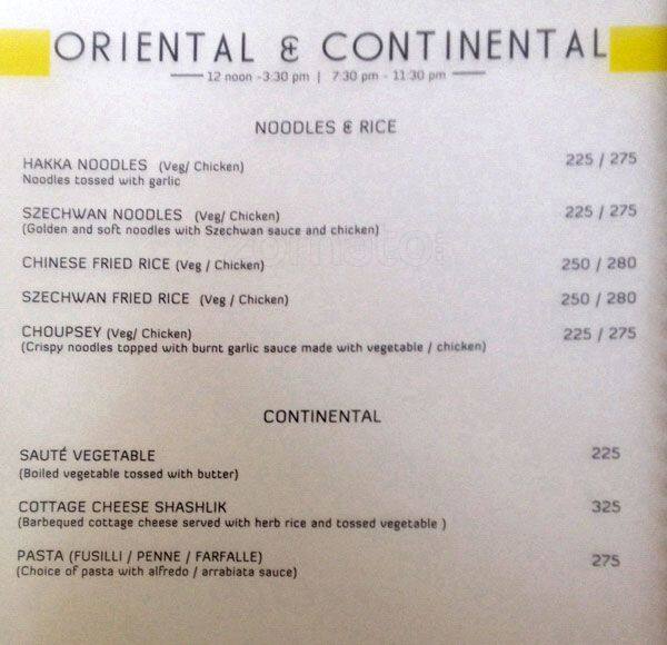 Menu at The Niche, Panchkula, 5 Sco