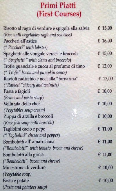 Menu at Osteria degli amici restaurant, Cambiano, Via Nazionale