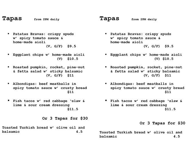 Menu at White Rabbit Record Bar, Kensington