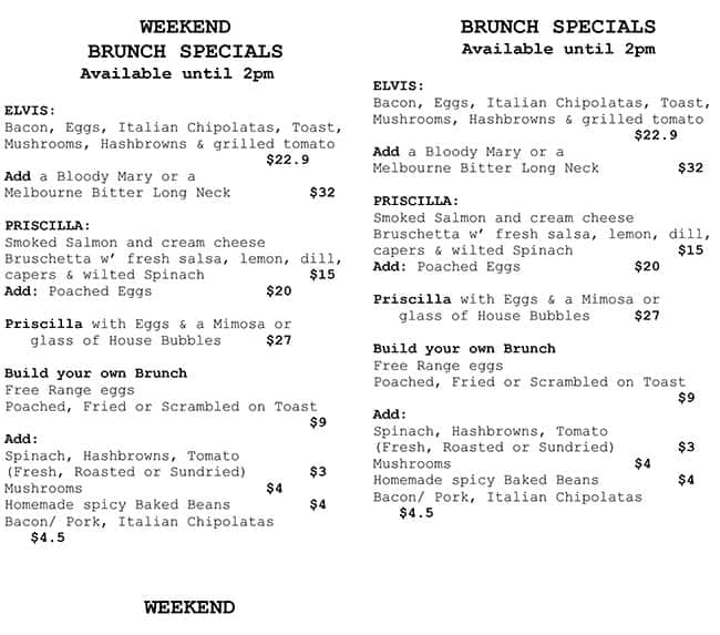 Menu at White Rabbit Record Bar, Kensington