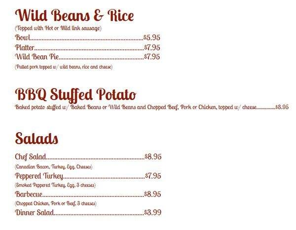 Menu at Smokin' Joe's Ribhouse BBQ, Rogers