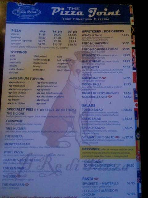 Menu at Pizza Joint pizzeria, Aiken