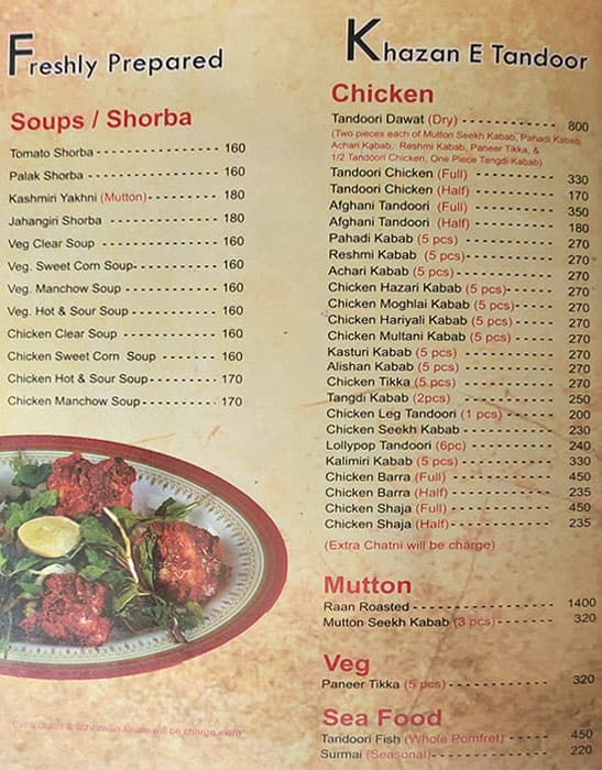 Menu of Naaz Restaurant, Sakinaka, Mumbai
