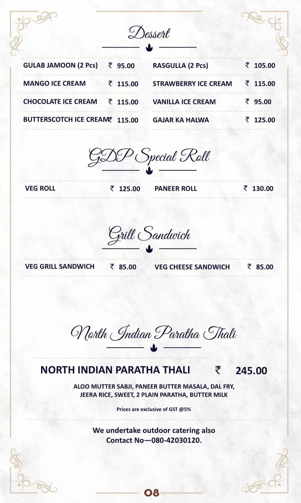 Menu of Grand Desi Paratha, Kanakapura Road, Bangalore