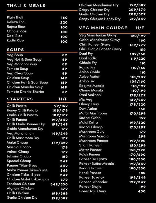 Menu of Noida Food Hut, Chaukhandi, Noida